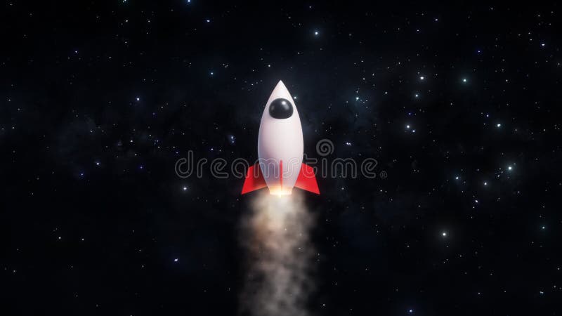3D Render Rocket Jet Fly and Big Blue Earth Planet Background on Galaxy ...