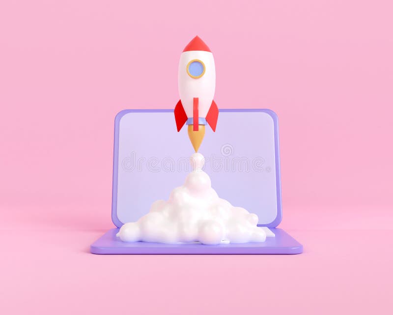 3D Render Rocket Jet Fly into Galaxy Space Star Field and Earth Planet ...