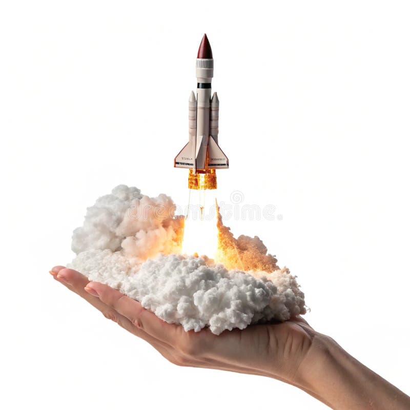 3D Render Rocket Jet Flying on Star Field Galaxy Space 3D Illustration ...