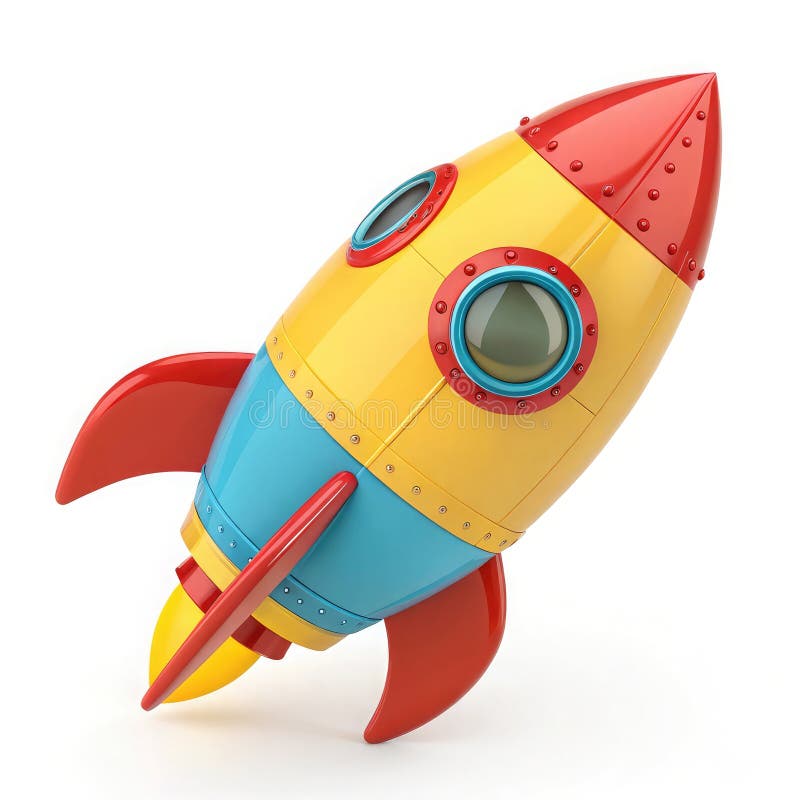 3D Render of a Rocket Spaceship, Cartoon Plastic Style, Isolated on ...