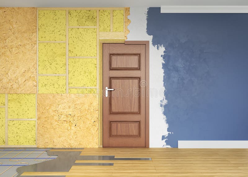 3d Render of Room Construction Process with Door at the Center .Layers ...