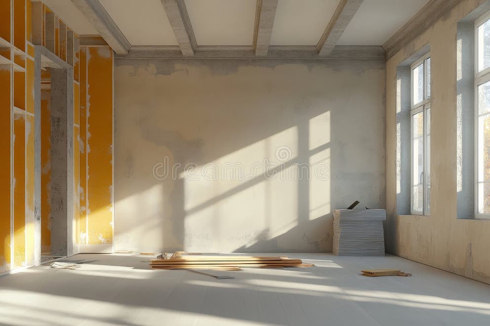 3d Render of Room Construction Process Featuring Layered Wall ...