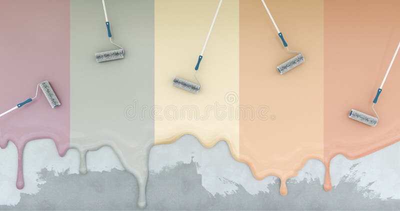 3d Render of Room Construction Process with Flowing Down Paint from the ...