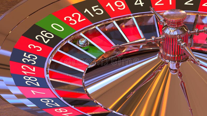 3D Render - Roulette Wheel with a Ball on Zero Stock Illustration ...