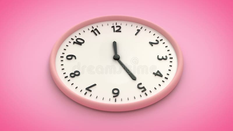 3D Render Round Pink Clock Face Spinning Backward on Pink Background ...