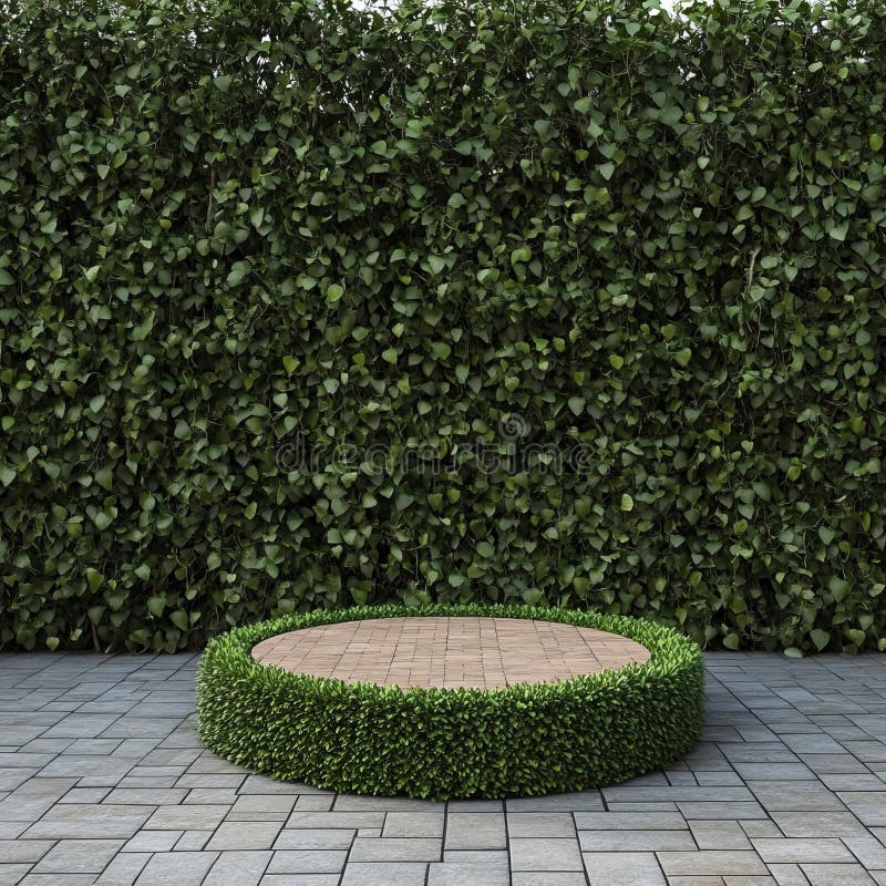 3d Render of a Round Platform in the Middle of a Green Bush Stock ...