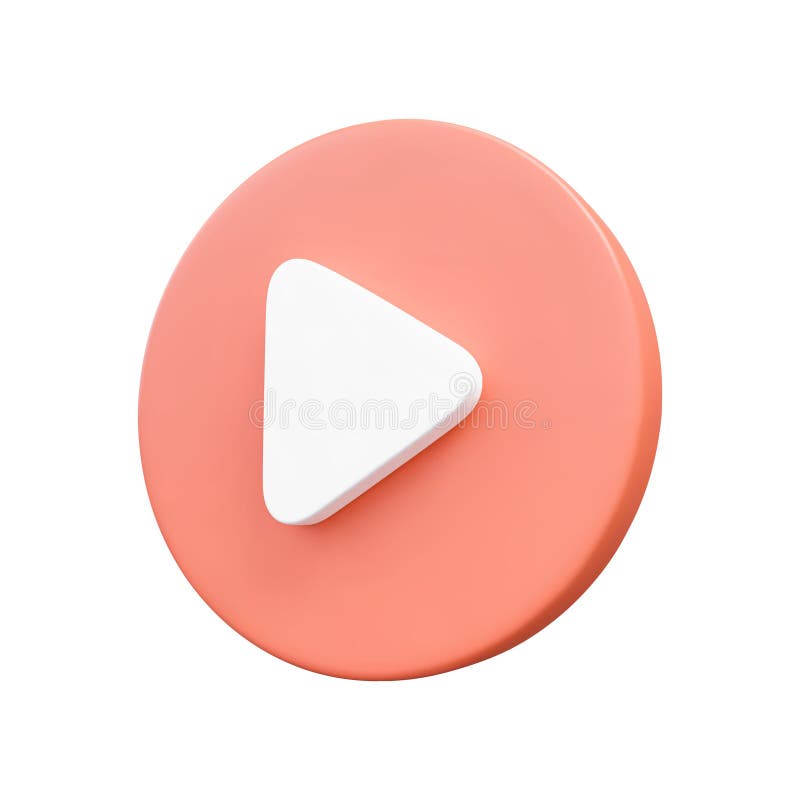 3D Render Round Red Play Sign Isolated on White Background Vector ...