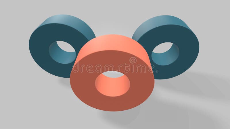 3d Render Round Shape Top View on White Background Stock Illustration ...