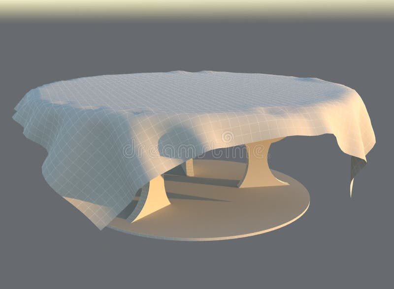 3d Render of Round Wooden Coffee Table with Pattern Tablecloths Stock ...