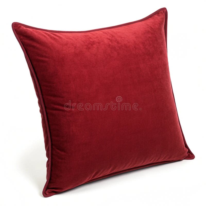 3D Render of Royal Red Velvet Pillow Isolated on Transparent Background ...