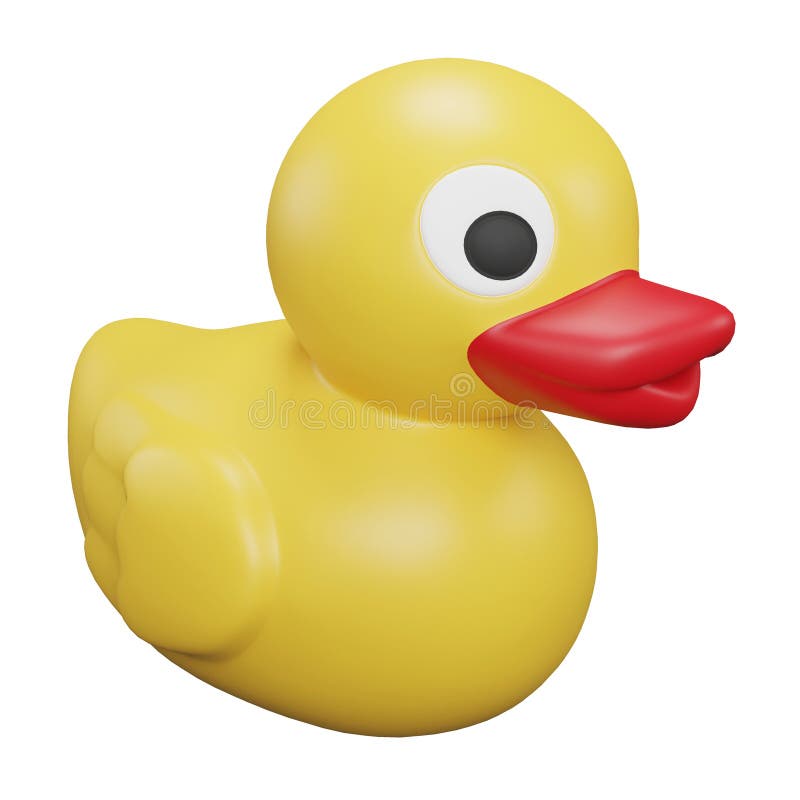 3D Render Rubber Duck Icon Isolated on White Background Stock ...