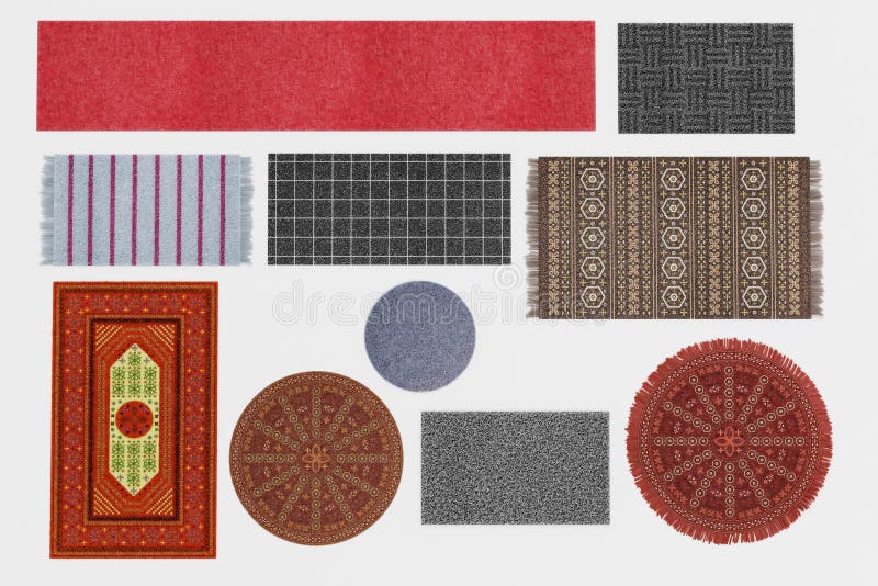 3d Render of Rugs Sets stock illustration. Illustration of isualization ...