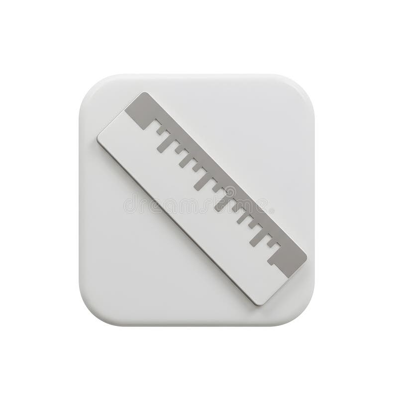 3D Render of a Ruler Icon on a Square Button: a Minimalist Design for ...