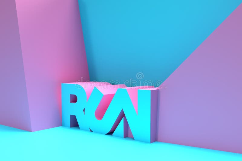 3D Render Run Calligraphic with Space of Your Text 3D Illustration ...