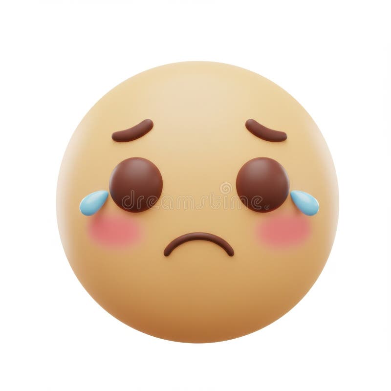 3D Render of a Sad Crying Emoji with Pink Cheeks Stock Illustration ...