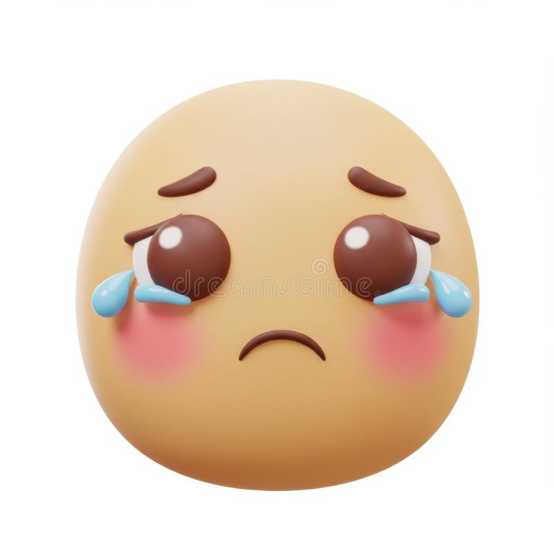 3D Render of a Sad Crying Emoji with Pink Cheeks Stock Illustration ...