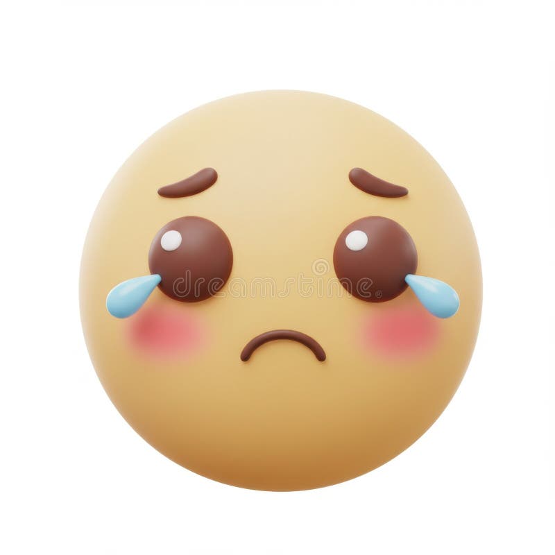 3D Render of a Sad Crying Emoji with Tears Stock Illustration ...