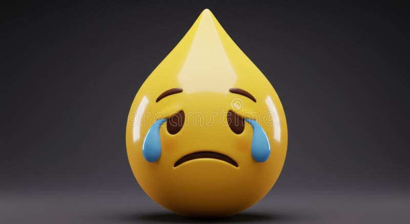 A 3D Render of a Sad Emoji Shaped Like a Teardrop Stock Illustration ...