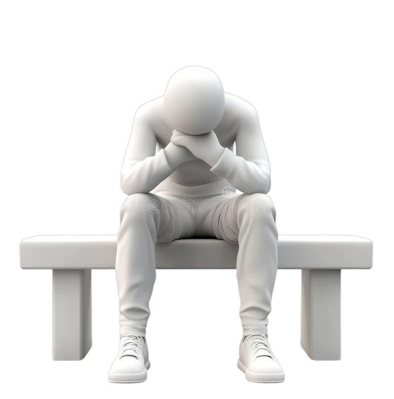 A 3D Render of a Sad Man, Depicted As a White-colored Figure, Sits ...
