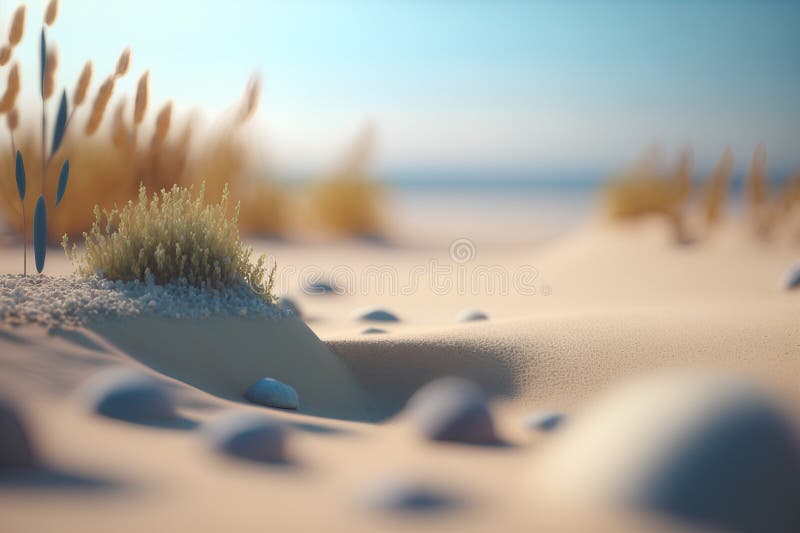 3d Render of Sand Dune with Grass and Stones in the Desert Stock ...