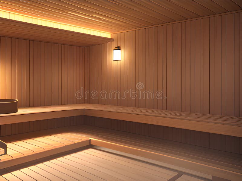 3d Render of Sauna Interior, Ai Generated Stock Illustration ...