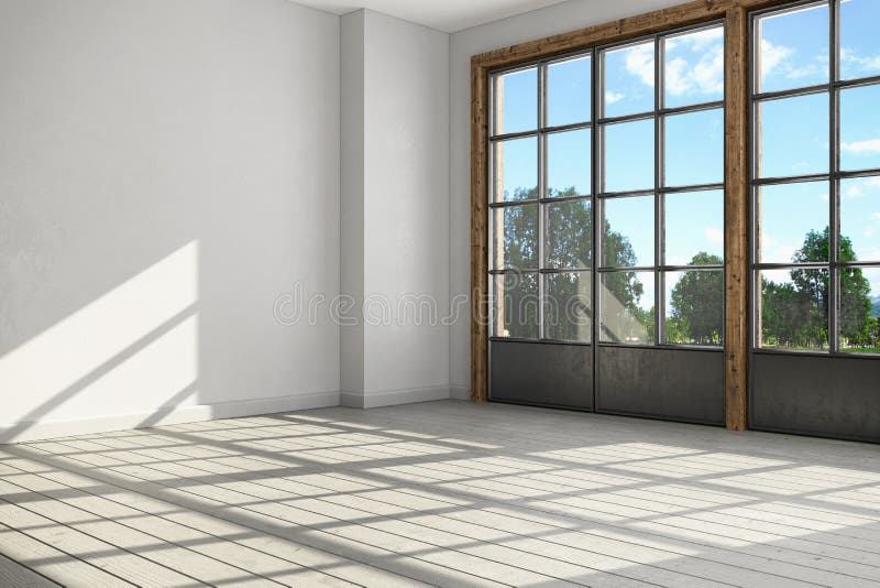 3d Render of Scandinavian Flat - Empty Room Stock Illustration ...
