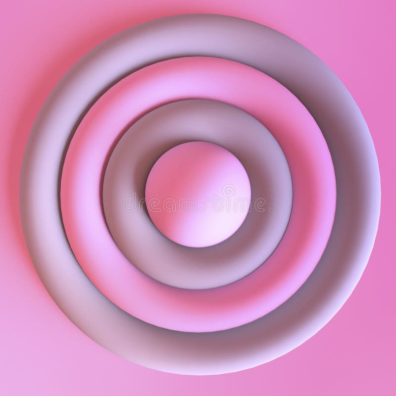 3D Render. Scene with Simple Geometrical Forms in Minimal Style in Pink ...