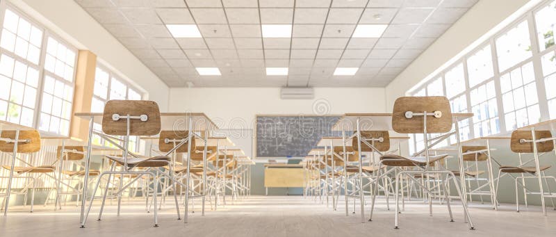 3d render school classroom stock illustration. Illustration of ...