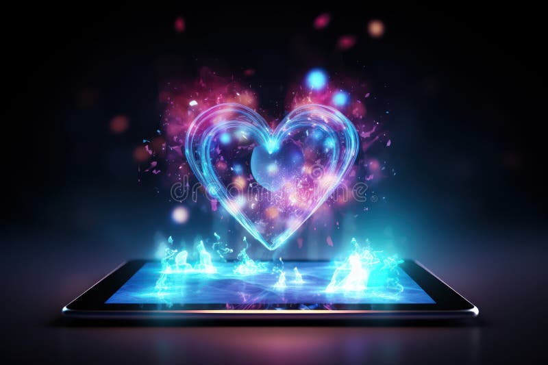 3d Render Sci Fi Heart Shape Out of Smart Phone Stock Illustration ...