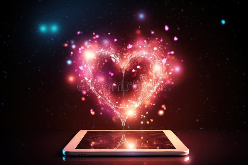 3d Render Sci Fi Heart Shape Out of Smart Phone Stock Illustration ...