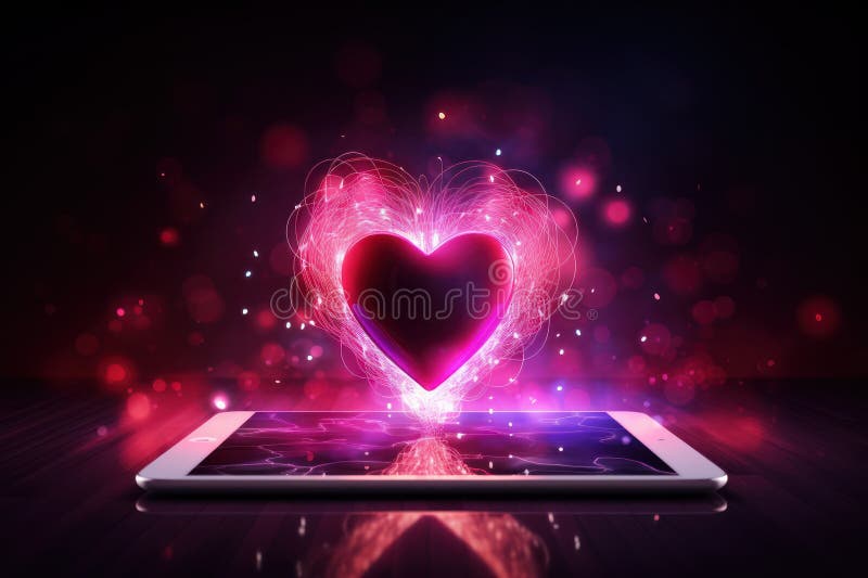 3d Render Sci Fi Heart Shape Out of Smart Phone Stock Illustration ...