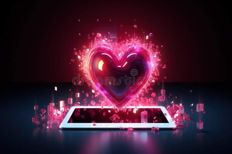 3d Render Sci Fi Heart Shape Out of Smart Phone Stock Illustration ...
