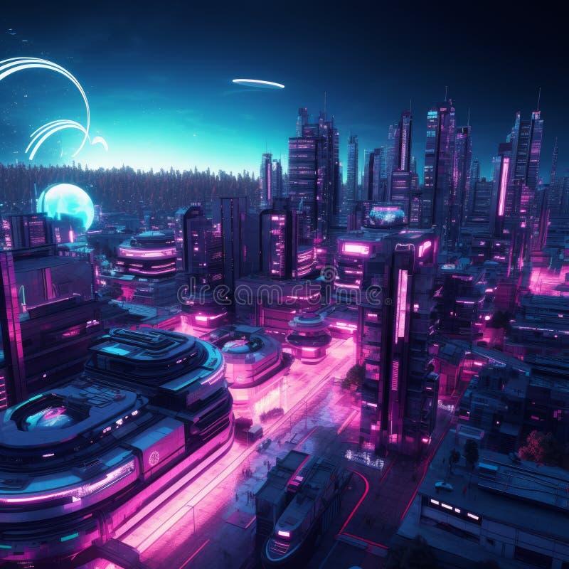 3d Render of a Sci Fi Modern Futurist City Illustration Image ...