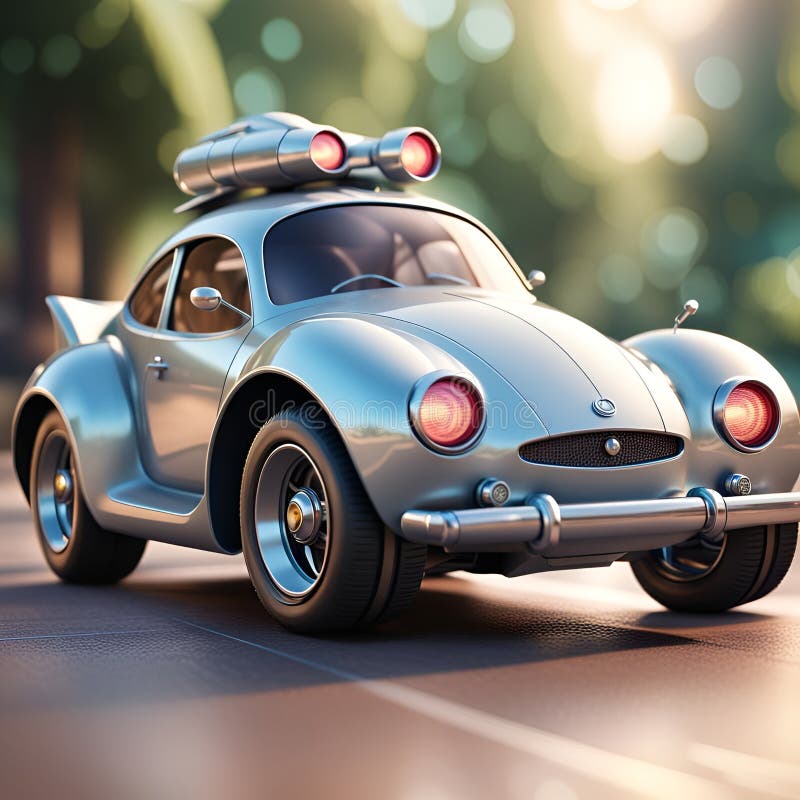 3d Render Scifi Cartoon Car Stock Illustration - Illustration of ...