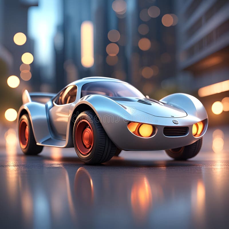 3d Render Scifi Cartoon Car Stock Illustration - Illustration of drive ...