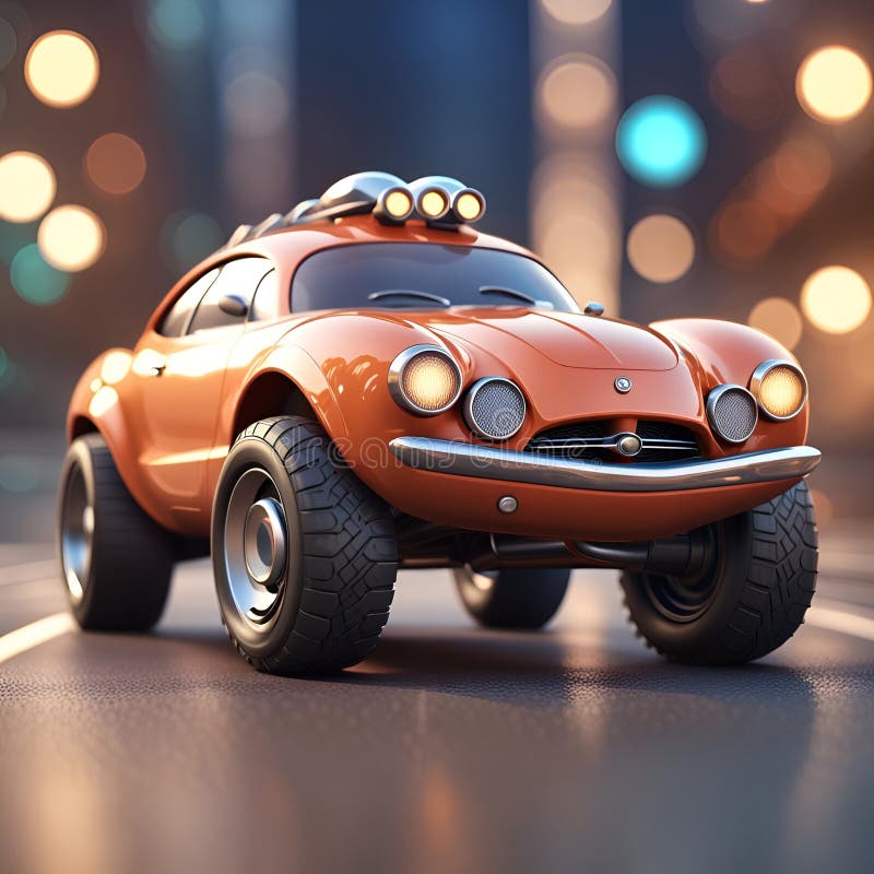 3d Render Scifi Cartoon Car Stock Illustration - Illustration of ...
