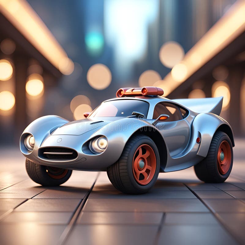 3d Render Scifi Cartoon Car Stock Illustration - Illustration of design ...