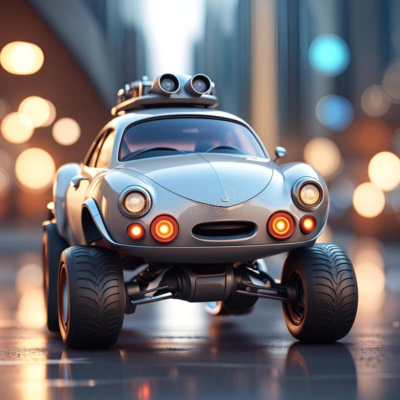 3d Render Scifi Cartoon Car Stock Illustration - Illustration of ...