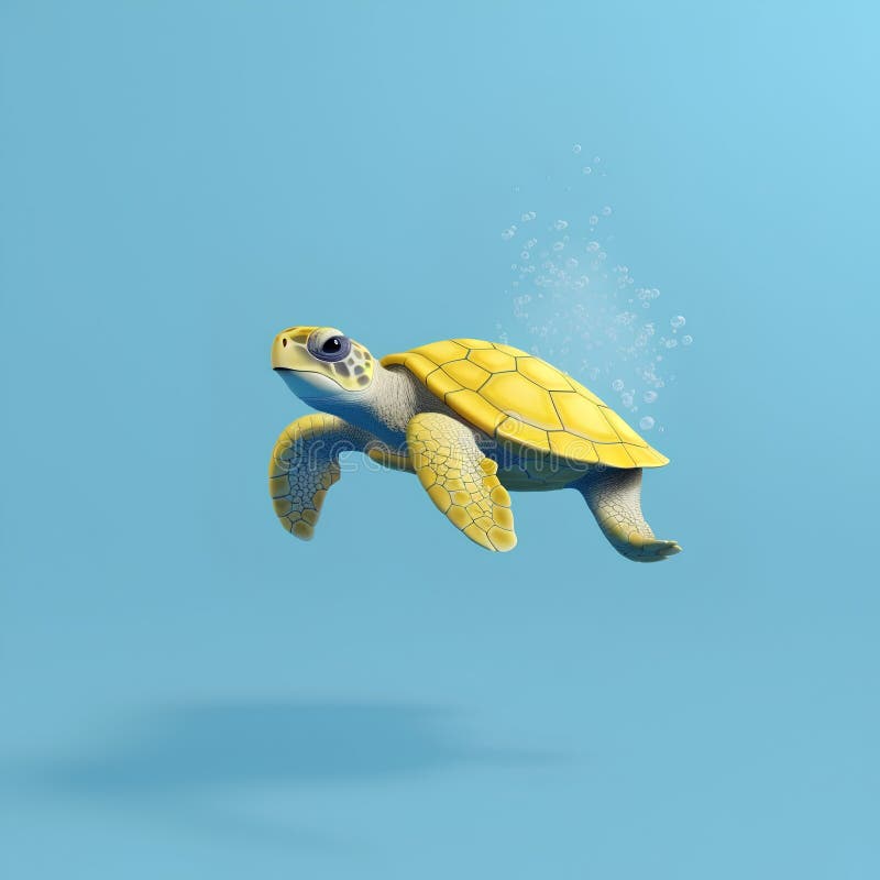 Turtle Flying in the Sky with Balloons. 3d Illustration Stock ...