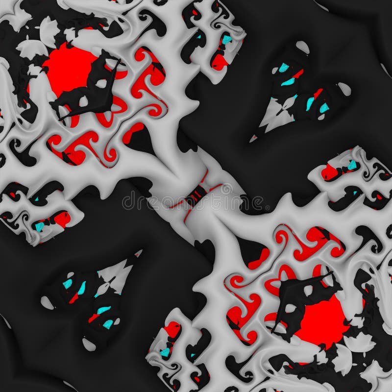 3d Render of Seamless Abstract Geometric Pattern in Red, Grey and White ...