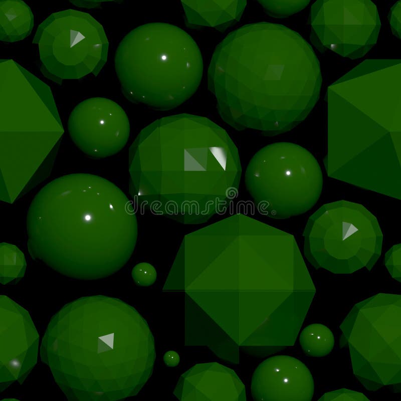 3d Render Seamless Pattern with Green Geometrical Shapes Stock ...