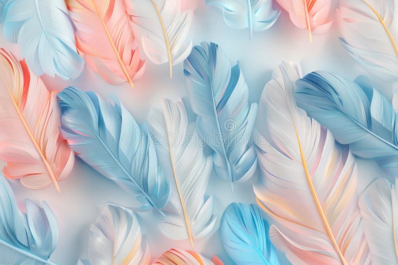 3D Render Seamless Pattern with Pastel Blue, Pink, and Gold Colors of ...