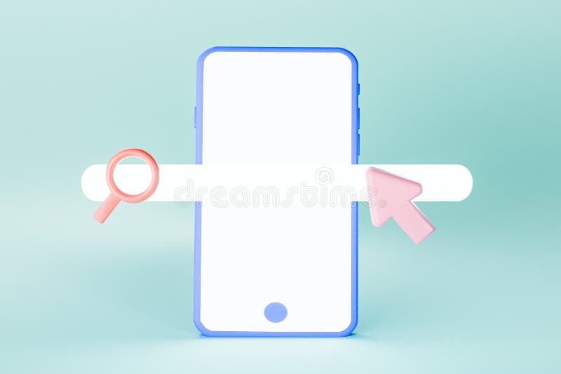 3D Render of Search Engine and Smartphone Stock Illustration ...