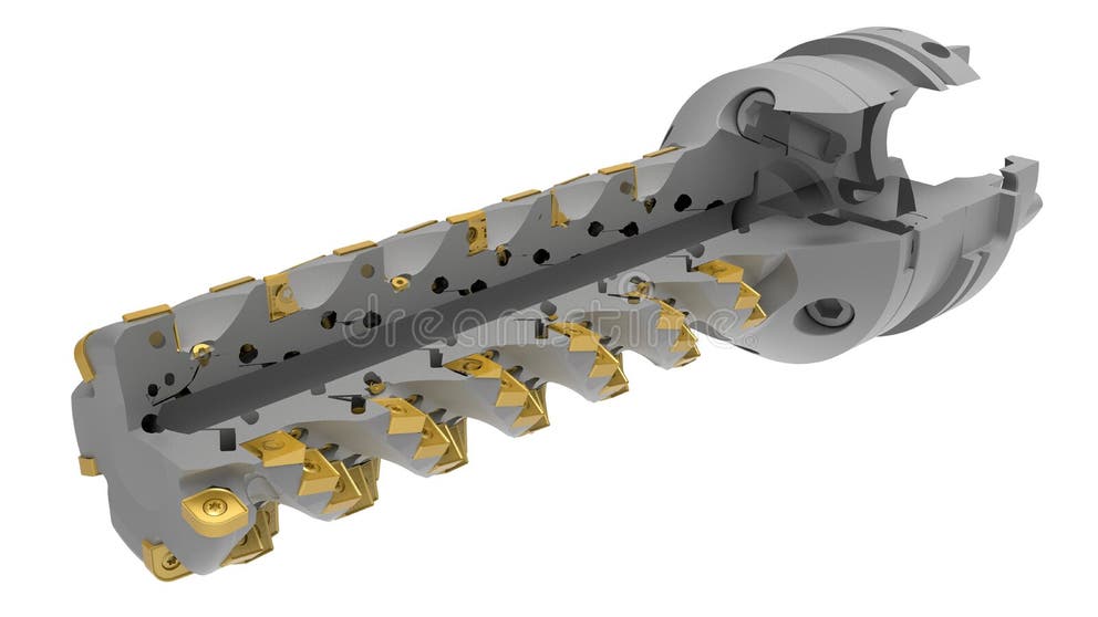 3D Render - Section Cutout of an Milling Cutter with Carbide Inserts ...