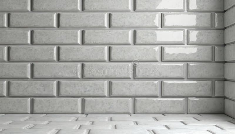 3D Render of Semigloss Concrete Mosaic Tiles Wall. Rectangular Bricks Stacked Creating Polished ...