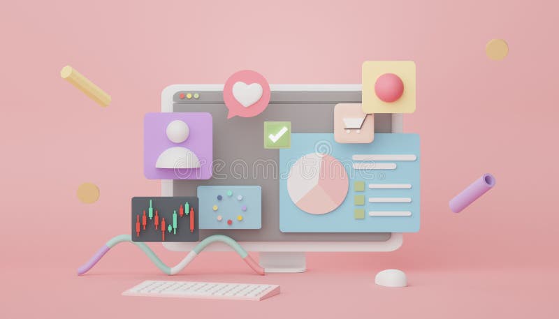 3d Render SEO Data an Analytics. User Interface for Web Banner and Mock ...