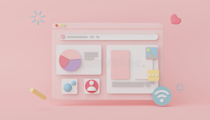 3d Render SEO Data an Analytics. User Interface for Web Banner and Mock ...