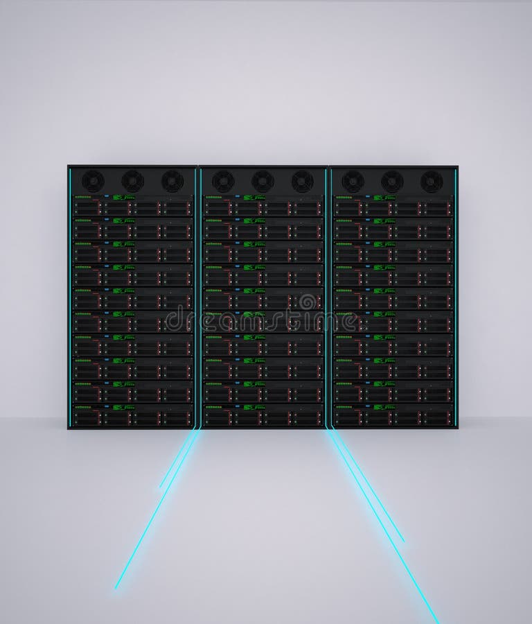 3d Render of Server Rack with Fiber Optic Stock Illustration ...