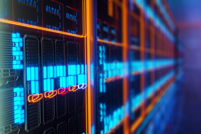 3D Render Server, Server Room Center Internet Connection, Dig Data ...