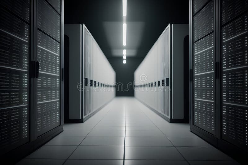 3d Render of Server Room with White Walls and Rows of Servers Stock ...